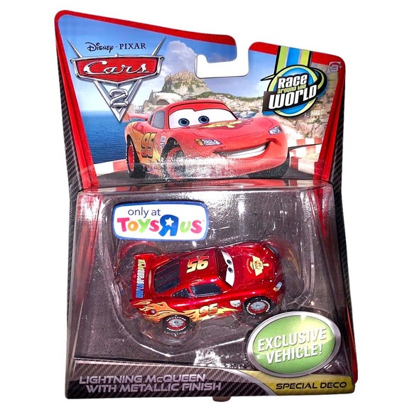 Mattel | Toys | Disney Pixar Cars 2 Red Lightning Mcqueen W Metallic ...